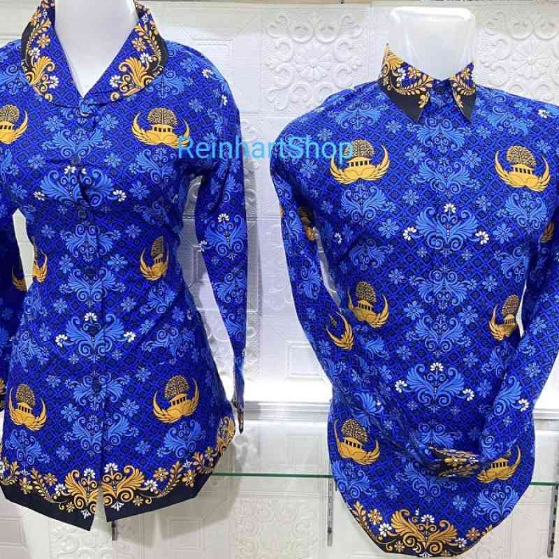 Jual BAJU KORPRI WANITA BLUS MOTIF TERBARU 2022 SESUAI SE KERAH HITAM di Seller Enyi Shop ...