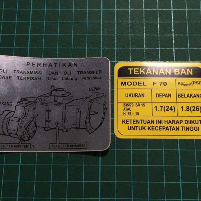 Promo Sticker Label Oli Ruang Mesin Anjuran Tekanan Ban Taft Rocky ...