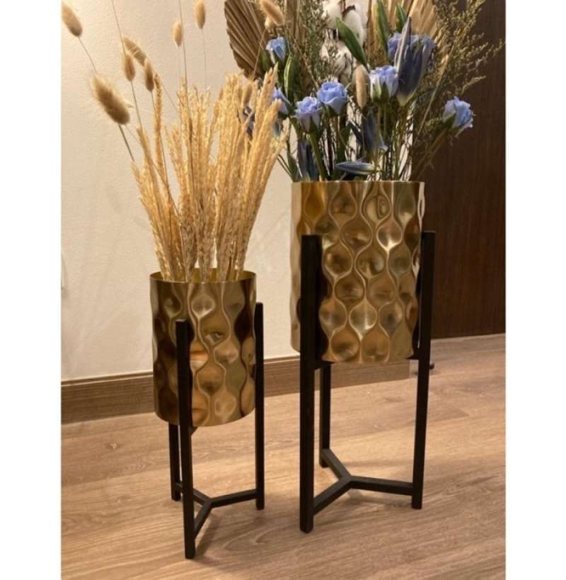 Promo VAS Standing Gold Texture Flower Pot Vase / Vas Bunga Lantai ...
