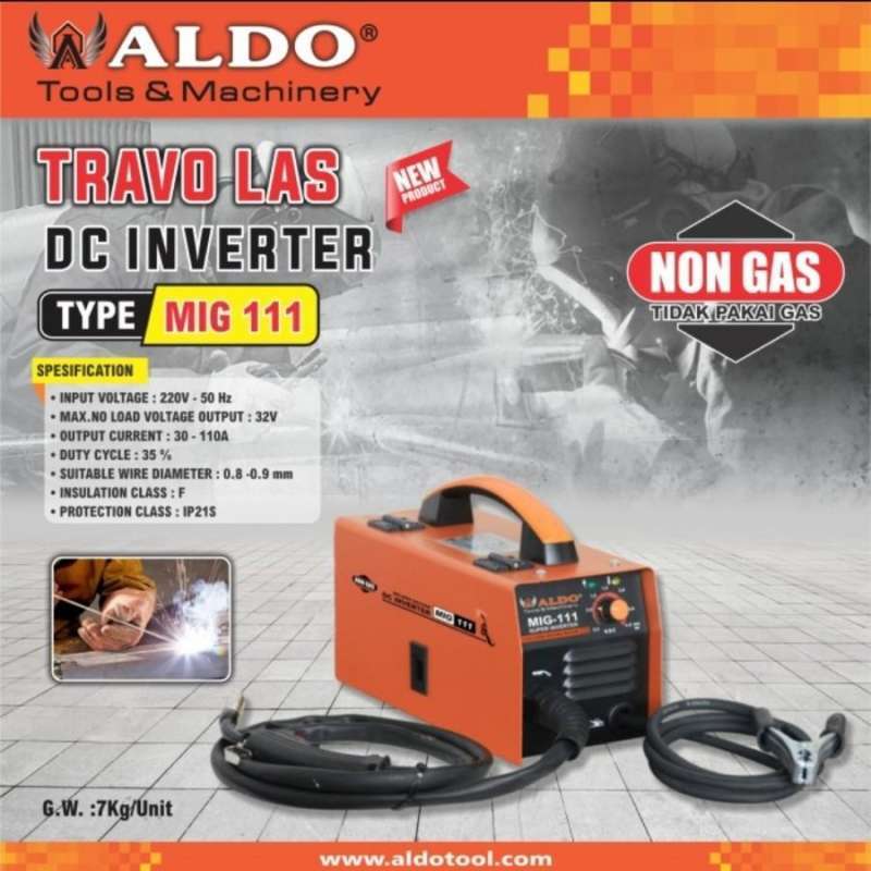 Jual ALDO MESIN TRAFO LAS MIG 110A GASLESS TANPA CO2 FLUX CORED MIG-111 di Seller KMM Teknik ...