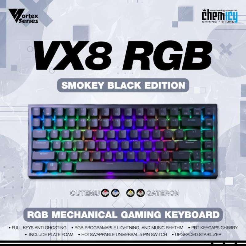 Jual Vortex Series VX8 Smokey RGB Hotswap Mechanical Gaming Keyboard di ...