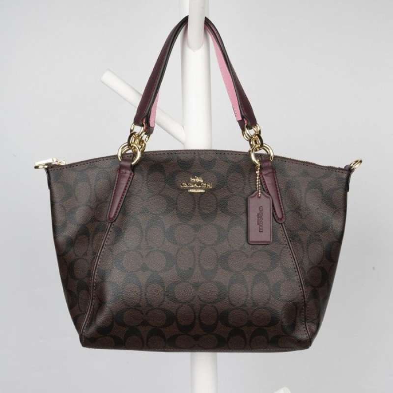 Promo TAS COACH Small Kelsey Signature Canvas MAHOGANY ORIGINAL COACH ...