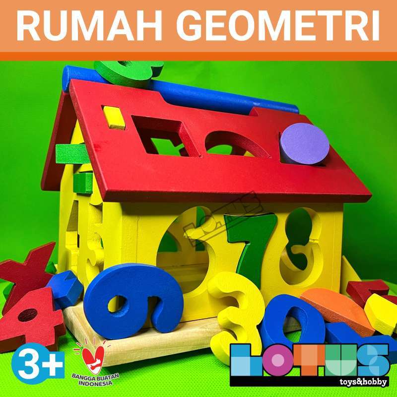 Jual Mainan Kayu Edukasi Anak Montessori Rumah Geometri Angka di Seller ...