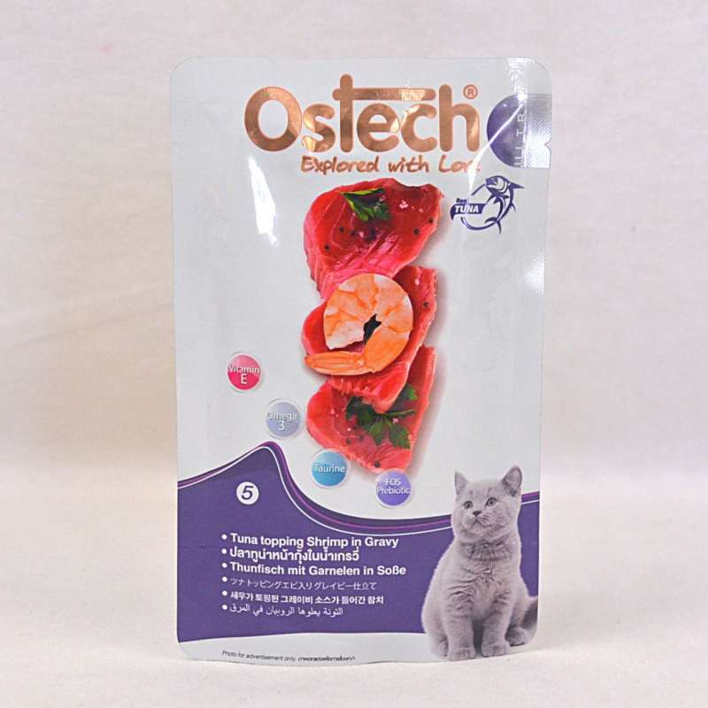 Jual OSTECH Makanan Kucing Ultra Pouch Tuna Topping Shrimp 70gr di ...