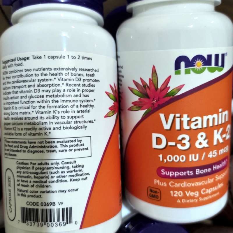 Jual Now Foods Vitamin D3 K2 1000 Iu 45 Mcg 120 Veg Capsules Di Seller Afifah Tick - Kartini ...