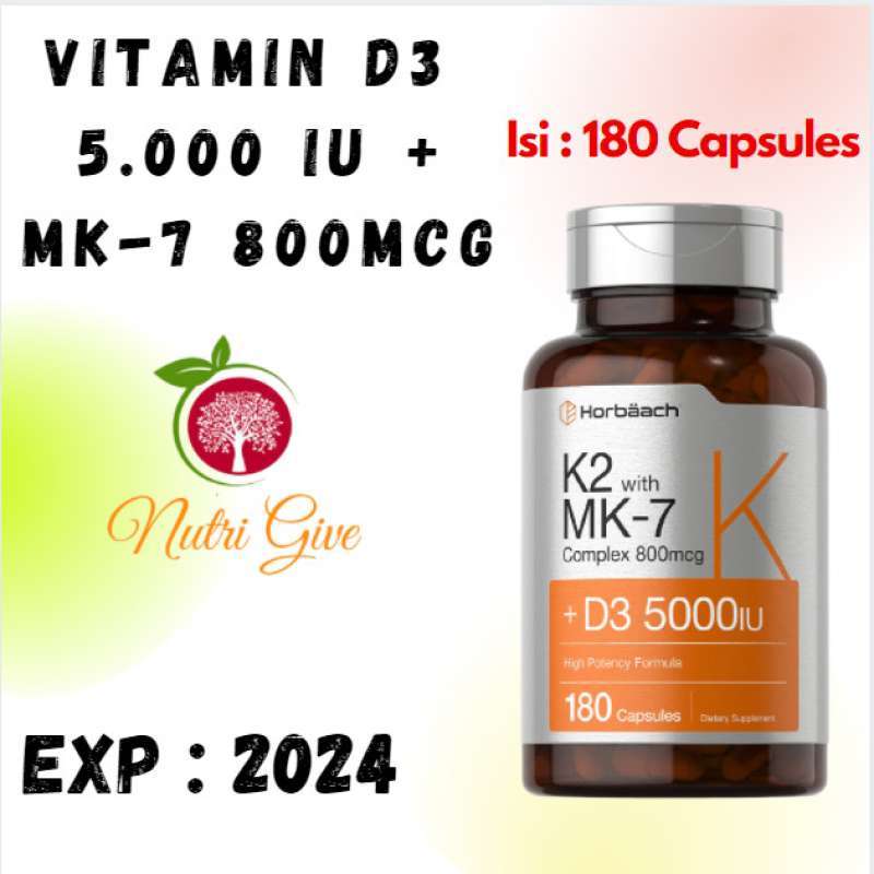 Promo HORBAACH VITAMIN D3 125MCG 5000IU + K2 MK4 MK7 800MCG ISI 180 KAPSUL Diskon 33% di Seller ...