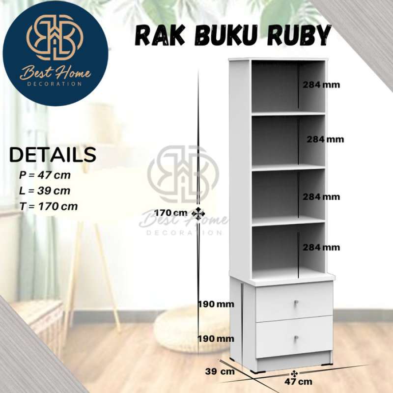 Promo RAK BUKU / LEMARI BUKU MINIMALIS RUBY MULTIFUNGSI UK 47 x 39 x ...