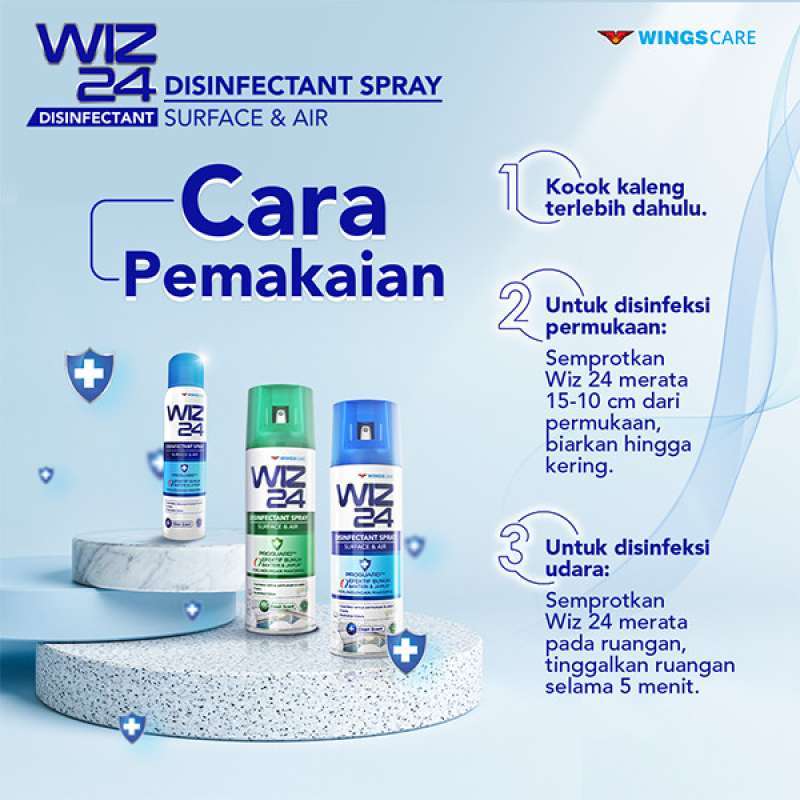Jual Wiz 24 Disinfectant Spray Aerosol - Fresh Scent 300 Ml X 3 Pcs Di ...