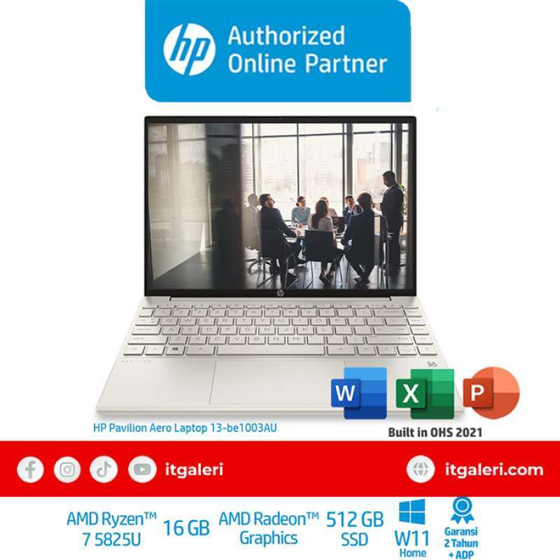 Promo HP PAVILION AERO 13-BE1003AU R7-5825AU/2X8GB/512GB/13.3/BLK/WIN11 ...