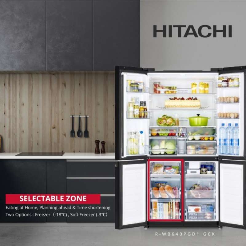 Jual Hitachi Kulkas 4 Pintu New French Bottom Freezer R-WB640PGD1-GCK ...