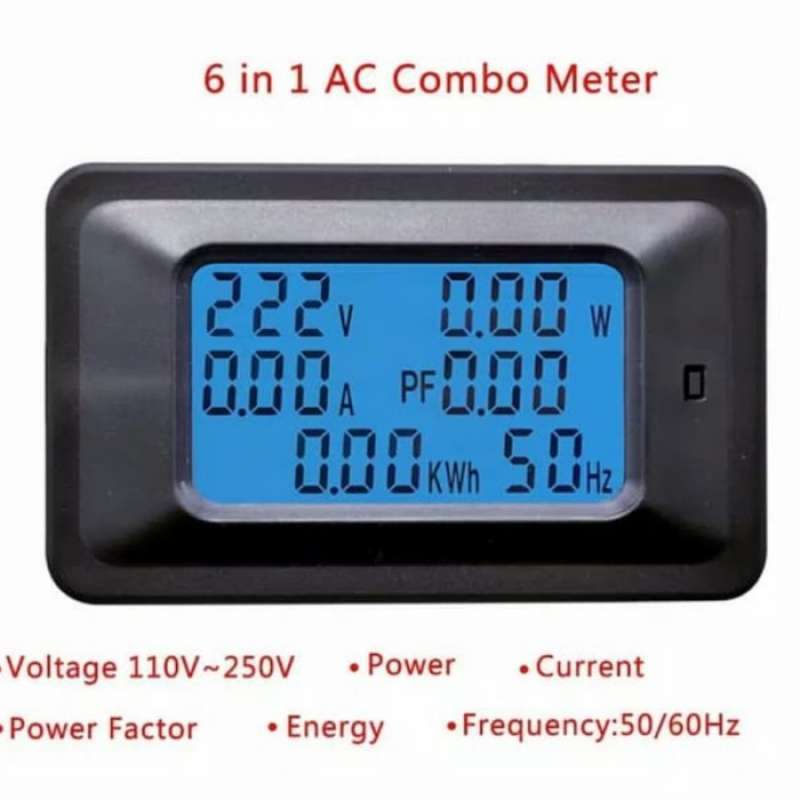 Jual Digital 6 In 1 Kwh Meter Amper Volt Frequency Ac 220v 20a Di ...