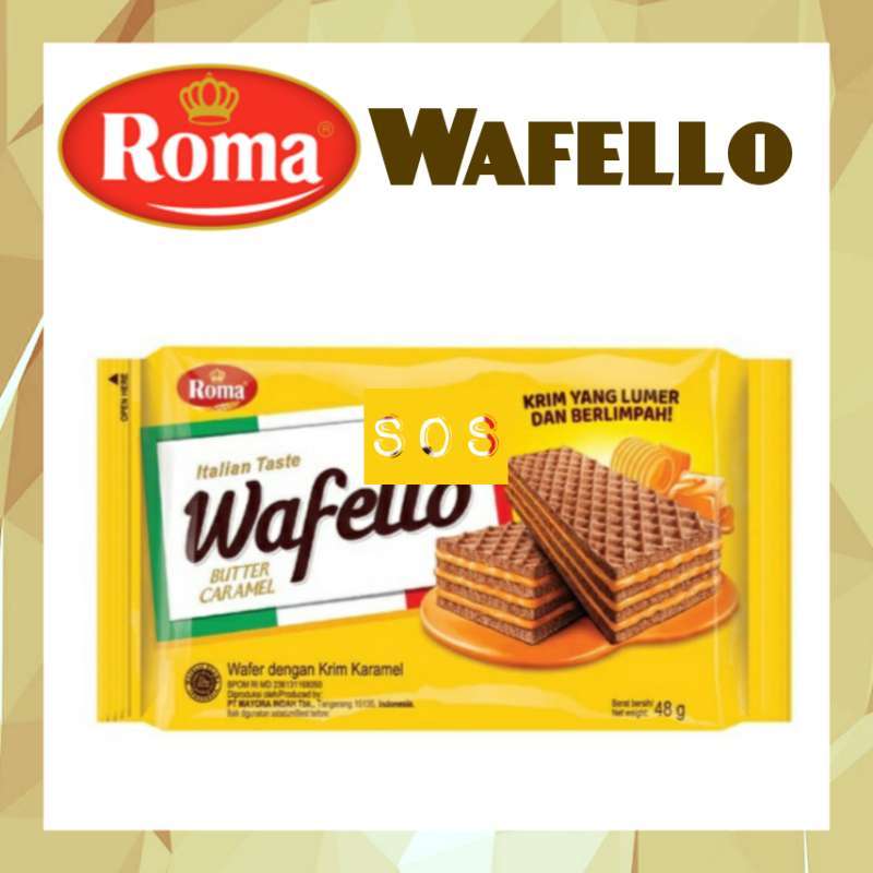 Jual 《SOS》 Wafello Butter Caramel Roma Wafer 48 gram di Seller ...