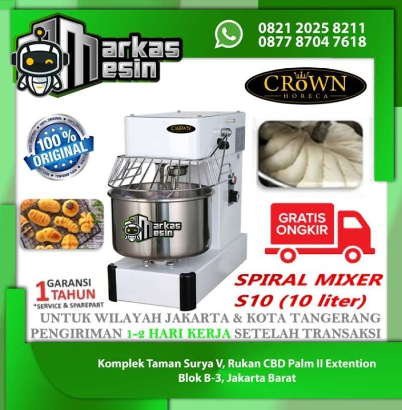 Promo Spiral Mixer 10 Liter Mesin Pengaduk Adonan Roti S10 CROWN Diskon ...