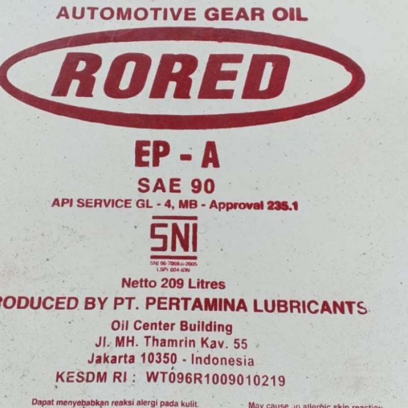 Jual oli OIL oli Oli pertamina RORED EP-A SAE 90 DRUM 209LT MESIN INDUSTRY di Seller Mqueen Auto ...