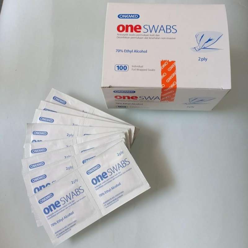 Jual One Swabs Kapas Alkohol 2ply OneMed box 100pcs/onemed swabs ...