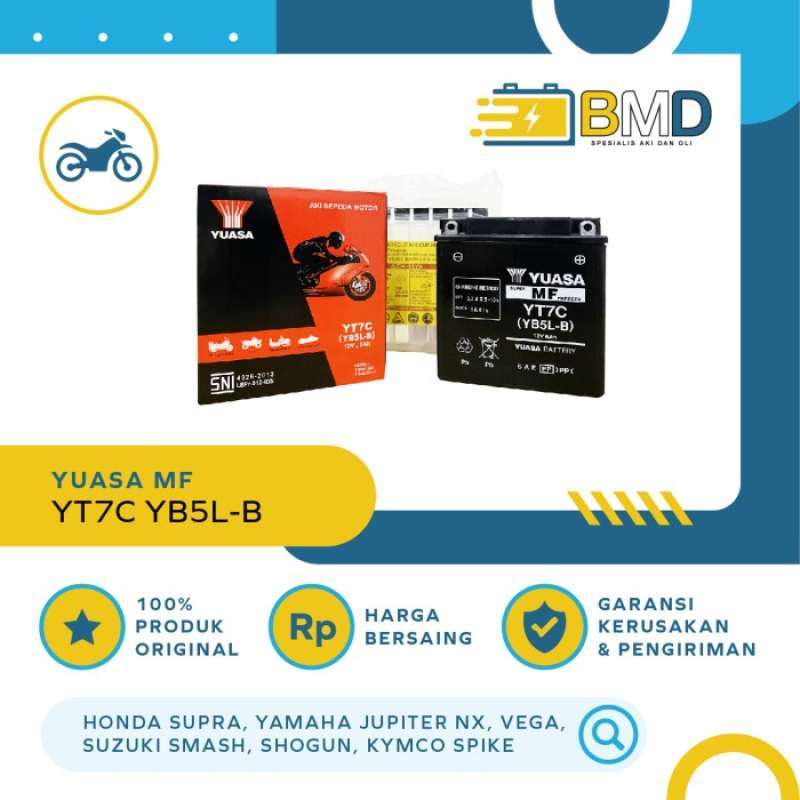 Jual Aki Motor Yuasa YT7C / YB5LB untuk Satria, Shogun, Jupiter, Supra, dll di Seller TDR ...
