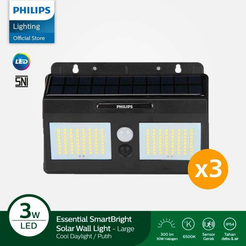 Promo Paket Philips 3x Essential SmartBright Solar Wall Light Large ...