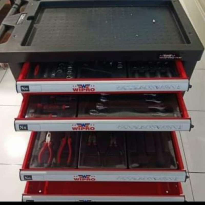 Promo Tool Box Trolley Cabinet 6 Laci 127 Pcs Merek Wipro Diskon 23% di ...