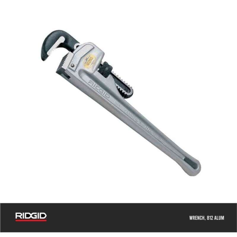 Ridgid Light Ridgid 12" Aluminum Straight Pipe Wrench, Serrated, Tether ...