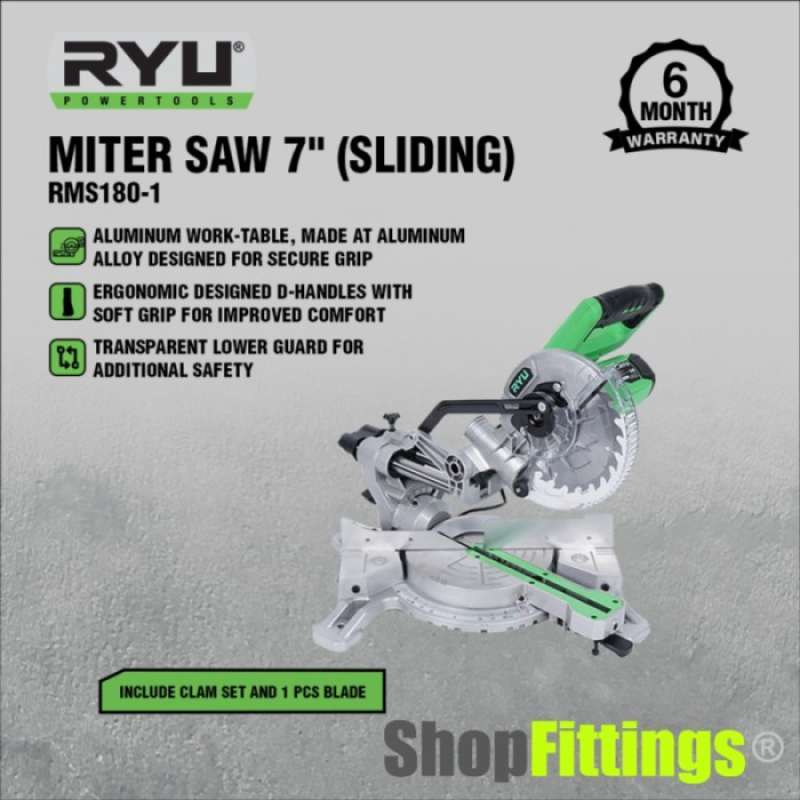 Promo Ryu Rms 180 1 Mesin Potong Miter Saw Geser 7 Sliding Mitre Saw 7 ...