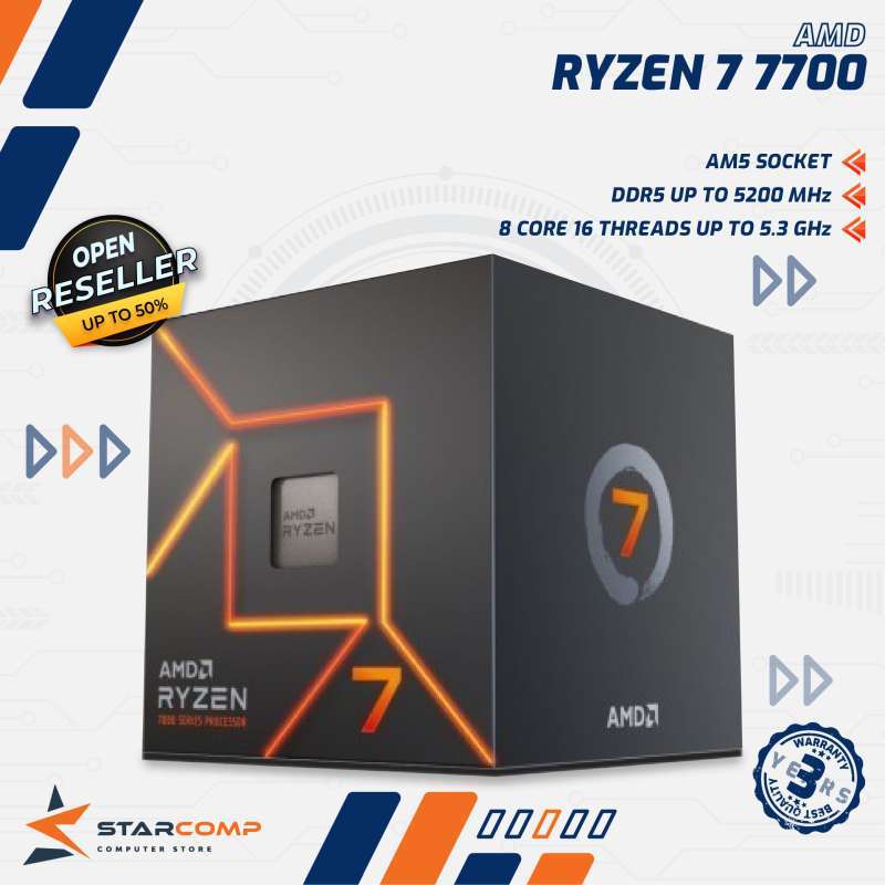 Jual AMD Ryzen 7 7700 8 Cores 16 Threads Processor AM5 Up to 5.3GHz di Seller Starcomp Jogja ...
