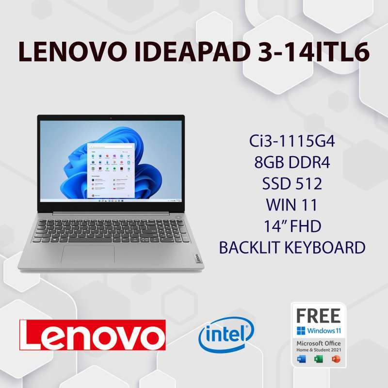 Jual Lenovo IP3-J2ID Ci3-1115G4 8GB SSD512 WIN11+OHS 14FHD BACKLIT di ...