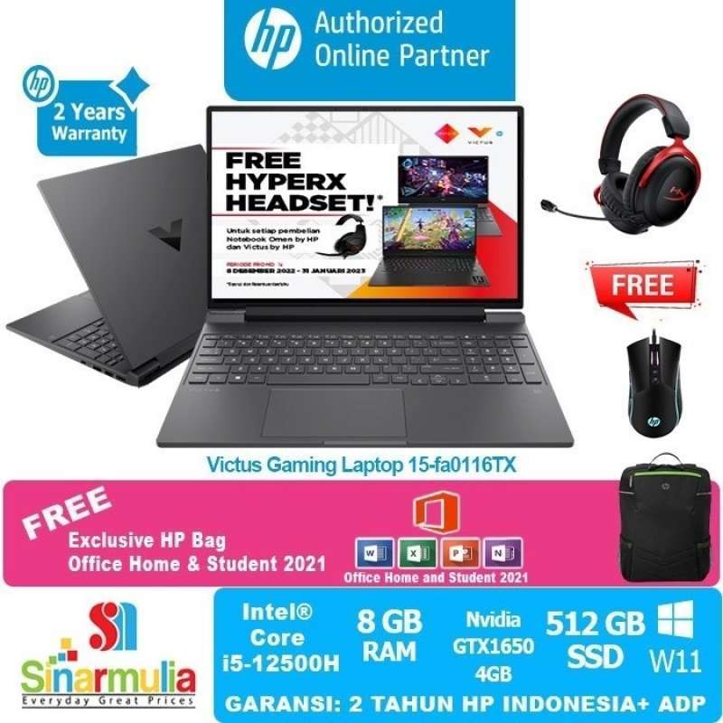 Jual Hp Victus 15-fa0116tx I5-12500h 512gb Ssd 8gb Gtx1650 Win11+ohs - Upgrade_ke_16gb Di Seller ...