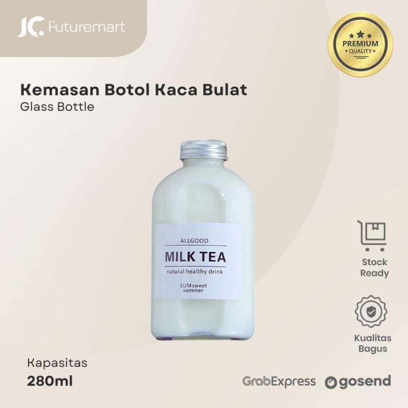 Jual Botol Kaca Bulat 280ml Tutup Aluminium - B-280 Kemasan Kopi Susu ...