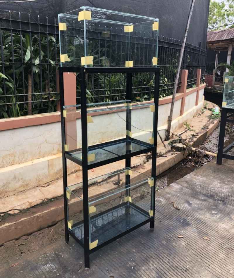Promo RAK BESI SIKU 3 SUSUN DAN AQUARIUM UKURAN 60x30x35cm ...