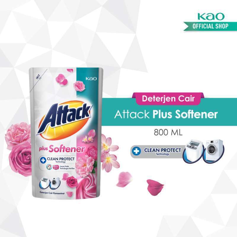 Promo Attack Deterjen Cair Plus Softener Matic [800 ml/ Refill] Diskon ...