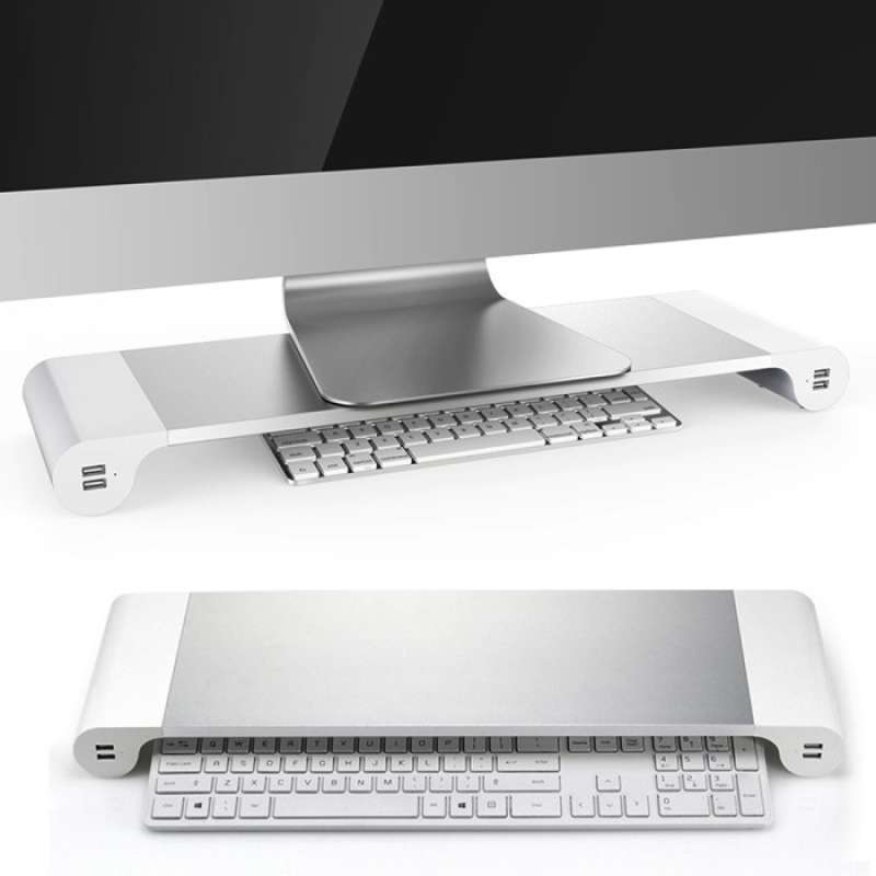 Promo Meja Monitor Stand Aluminium Usb Port Tatakan Laci Keyboard ...