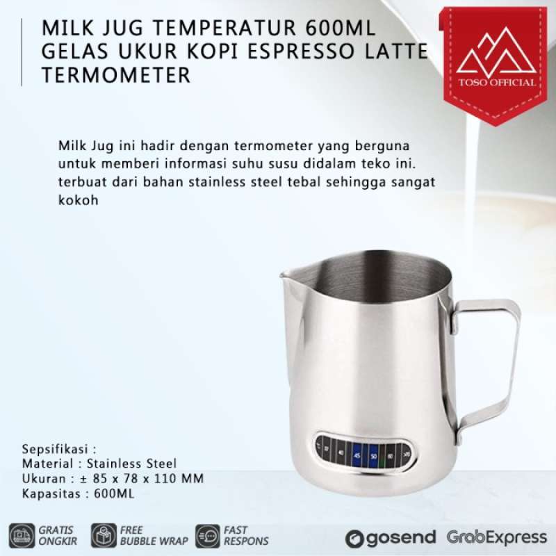 Promo Milk Jug Temperatur 600Ml Gelas Ukur Kopi Espresso Latte ...