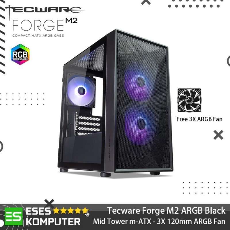 Jual Case Case Tecware Forge M2 BLACK ARGB SYNC | m-ATX | 3X ARGB FAN ...
