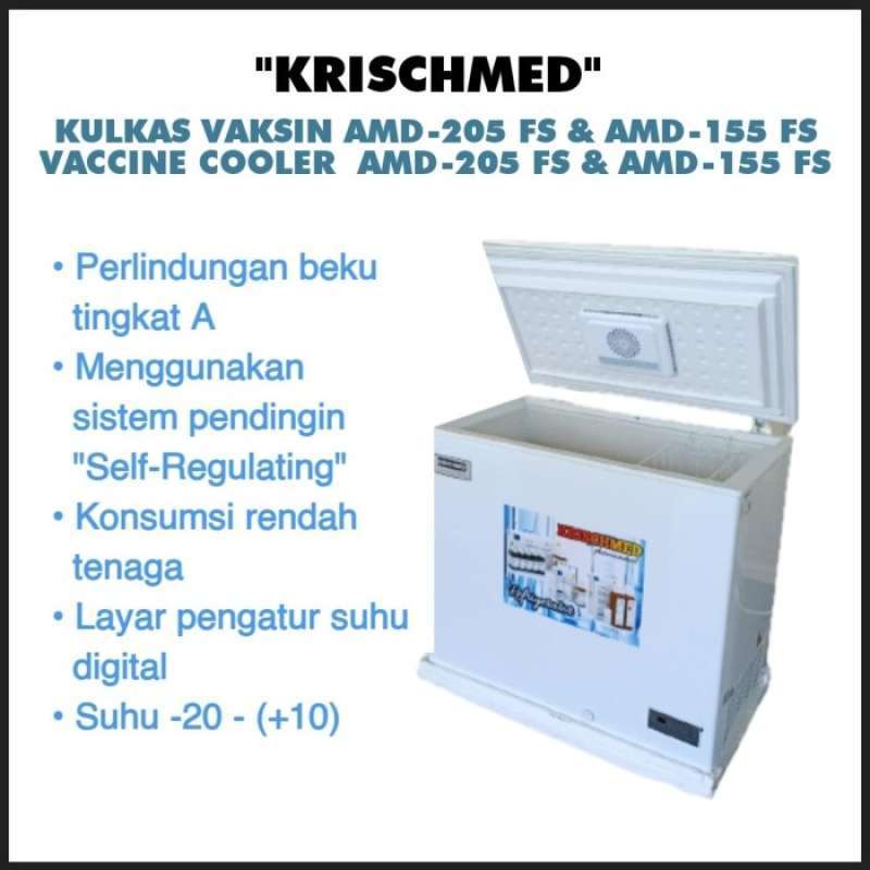 Jual Kulkas Vaksin Krischmed Refrigerator Freezer Vaccine 205 Liter Di ...
