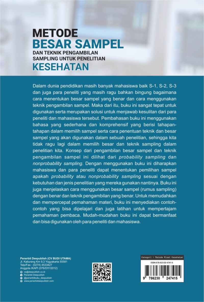 Jual Buku Metode Besar Sampel dan Teknik Pengambilan Sampling di Seller Singkuan Pustaka ...