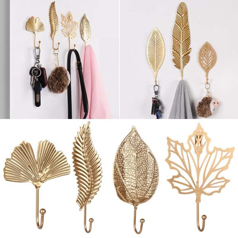 Promo Triple W Gantungan Baju Tempel Dinding Daun Emas Wall Hook Leaf ...