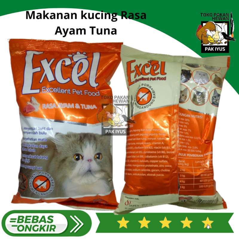 Jual EXCEL AYAM TUNA MAKANAN KUCING ORANGE BENTUK SEGITIGA CAT DRY FOOD ...