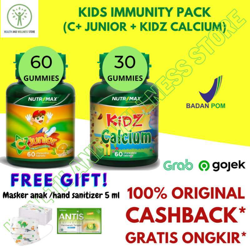 Promo PROTEKSI IMUN ANAK NUTRIMAX C+ JUNIOR 60S DAN KIDZ CALCIUM D3 30S ...