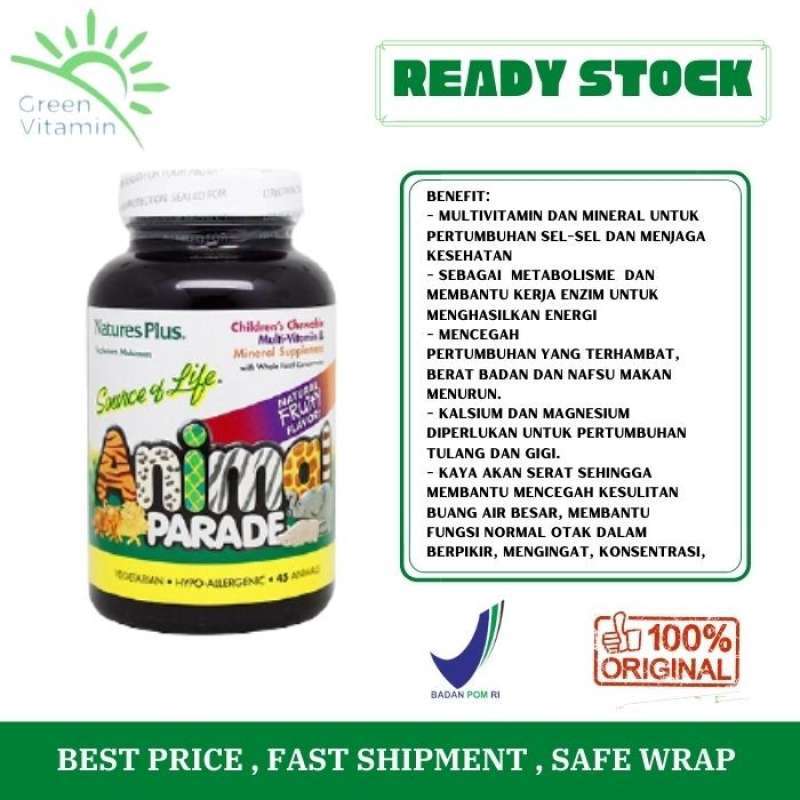 Promo NATURE'S PLUS SOL ANIMAL PARADE ASSORTED 45 TAB VITAMIN ANAK ...