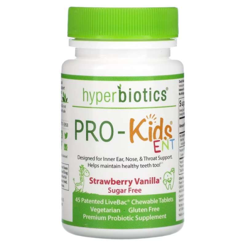 Jual Hyperbiotics, Pro-kids Ent, Sugar Free, Strawberry Vanilla, 45 ...