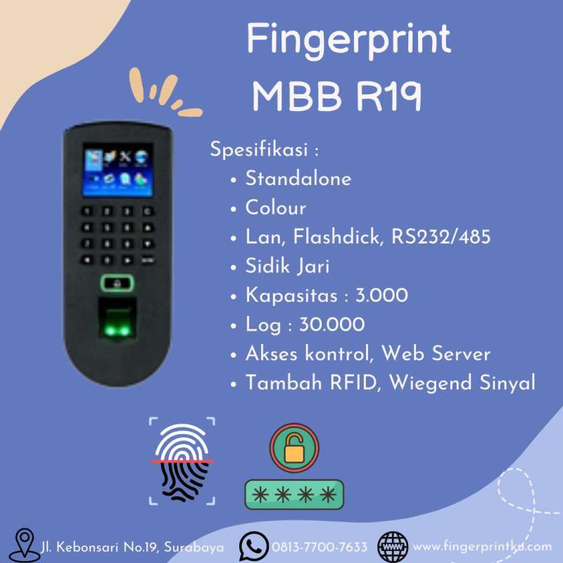 Jual Akses Kontrol Pintu dan Mesin Absensi Fingerprint Termurah MBB R18 ...