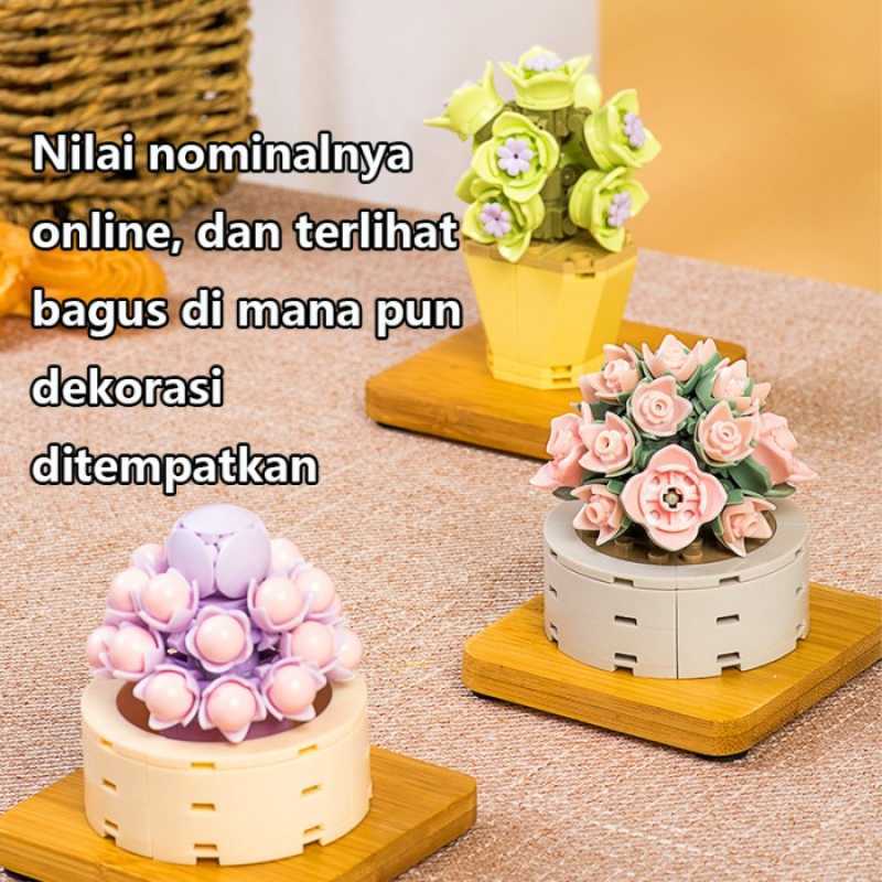 Promo JAKI Pot Sukulen Bunga DIY Lego Partikel Kecil Blok Bangunan ...