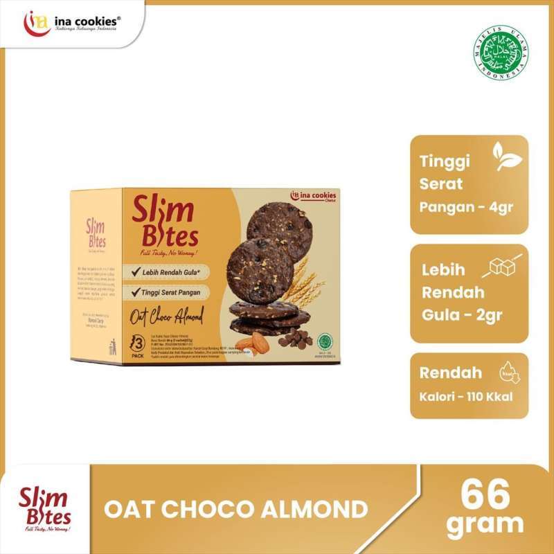 Jual Slim Bites Oat Choco Almond Cookies 66g Kukis Kue Diet di Seller ...