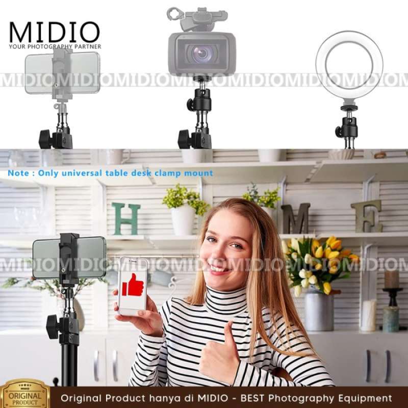 Promo MIDIO STAND CLAMP MEJA KAMERA DSLR SLR SMARTPHONE TIKTOK MUA ZOOM ...