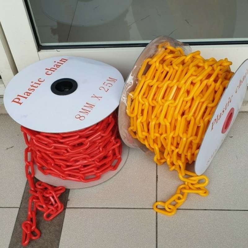 Jual Rantai Plastik 6mm X 25m Plastic Chain Pembatas Safety 6 Mm X 25 ...