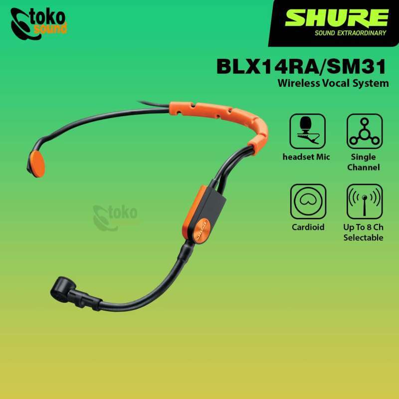 Jual Shure Blx14ra/sm31 Wireless Fitness Headset System Original Di ...