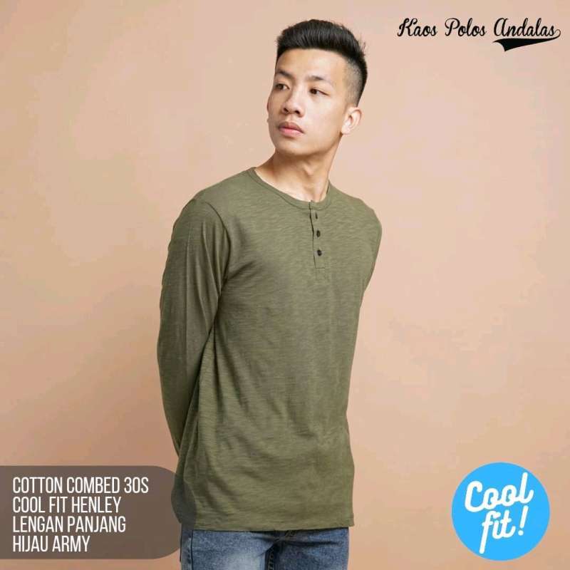 Jual Kaos Polos Model Henley Cool Fit Cotton Combed 30s Lengan Panjang ...