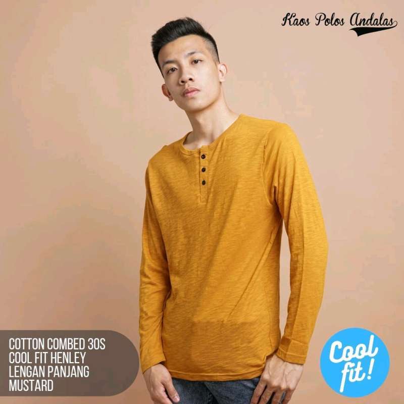 Jual Kaos Polos Model Henley Cool Fit Cotton Combed 30s Lengan Panjang ...