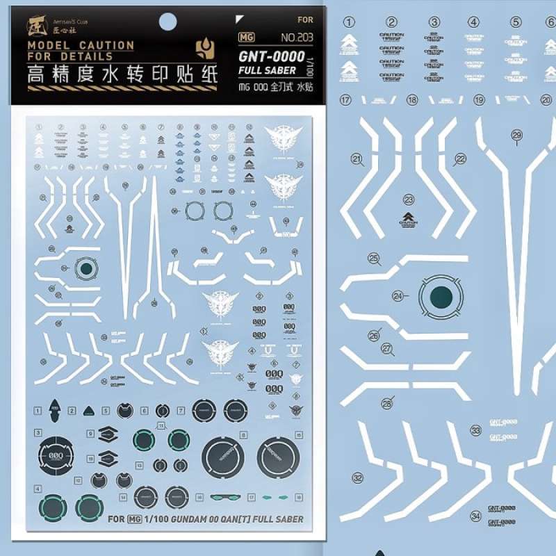 Promo MG GUNDAM 00 QANT QAN[T] FULL SABER WATER DECAL ARTISAN'S CLUB ...