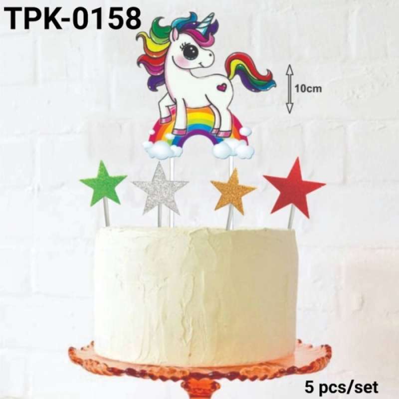 Promo TPK-0158 Topper kertas hiasan kue cake topper kuda poni unicorn ...